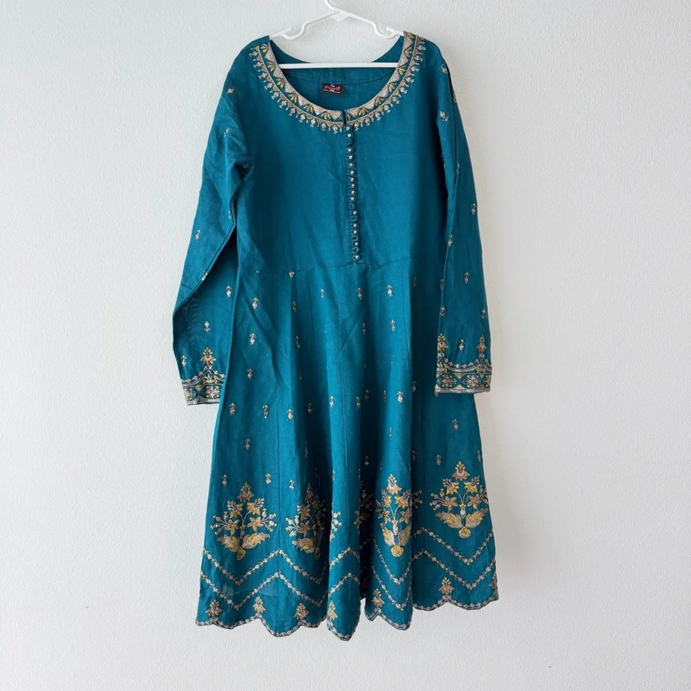 Salwar Kameez | Dresses | Teal Embroidered Sha Posh Dress Girls Size 4 ...